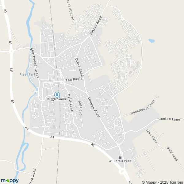 Map Biggleswade: map of Biggleswade, Central Bedfordshire SG18 0 and ...