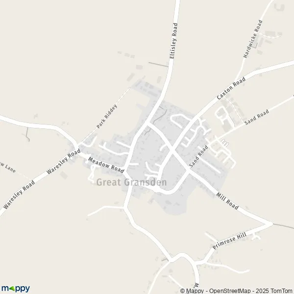 Map Great Gransden: map of Great Gransden, Huntingdonshire SG19 3 and ...