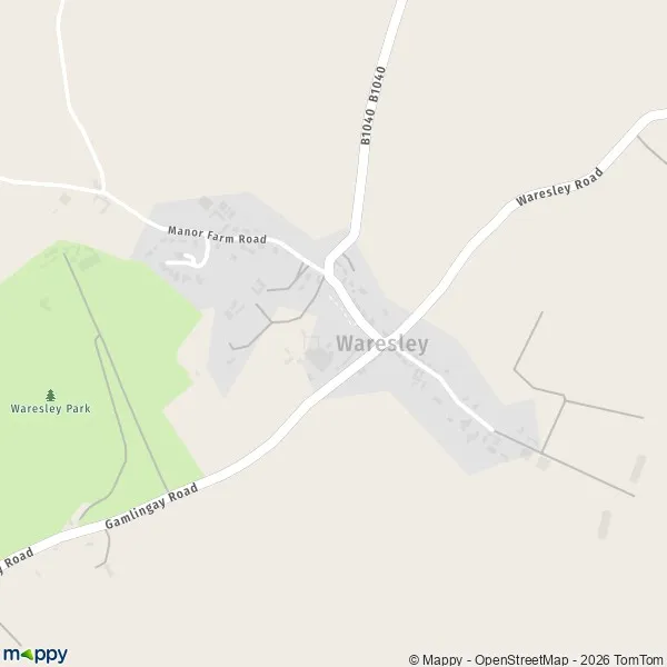Map Waresley: map of Waresley, Huntingdonshire SG19 3 and practical ...