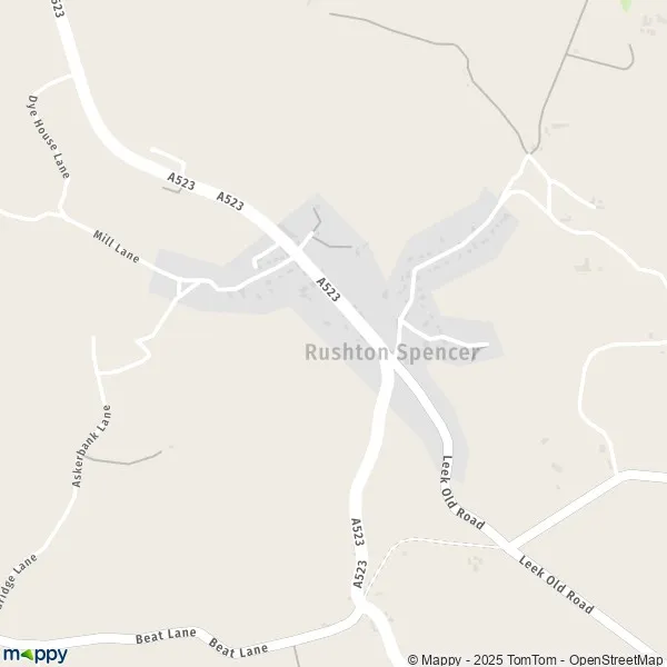 Map Rushton Spencer: map of Rushton Spencer, Staffordshire Moorlands ...