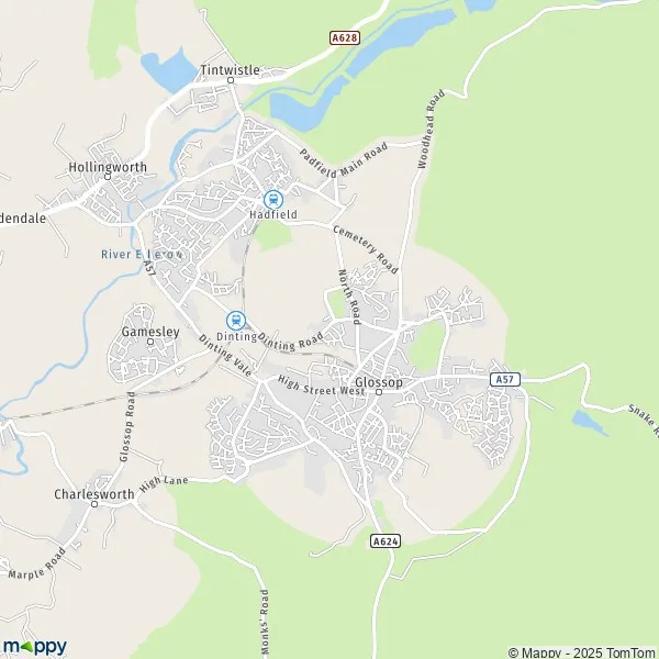 Map Glossop: map of Glossop, High Peak SK13 8 and practical information
