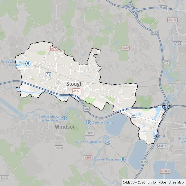 Map Slough: map of Slough (SL0 9) and practical information