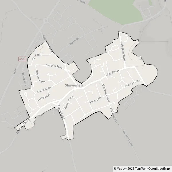 Map Shrivenham: map of Shrivenham, Vale of White Horse SN6 8 and ...