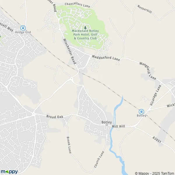 Map Botley: map of Botley, Eastleigh SO30 2 and practical information