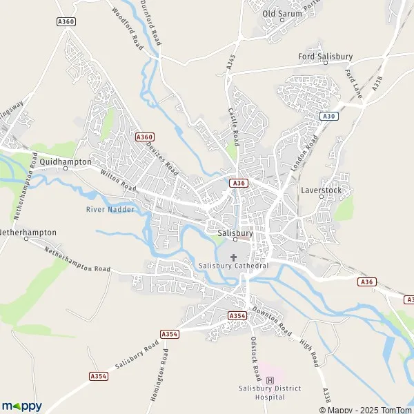 Map Salisbury: map of Salisbury, Wiltshire SP1 2 and practical information