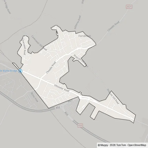 Map Forsbrook: map of Forsbrook, Staffordshire Moorlands ST11 9 and ...
