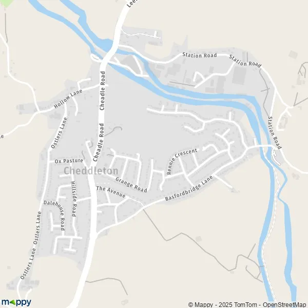 Map Cheddleton: map of Cheddleton, Staffordshire Moorlands ST13 7 and ...