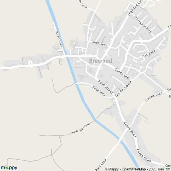Map Brewood: map of Brewood, South Staffordshire ST19 9 and practical ...