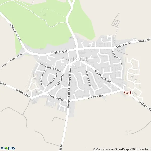 Map Eccleshall: map of Eccleshall, Stafford ST21 6 and practical ...