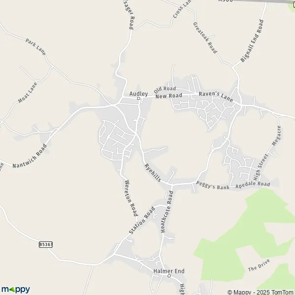 Map Audley: map of Audley, Newcastle-under-Lyme ST7 8 and practical ...