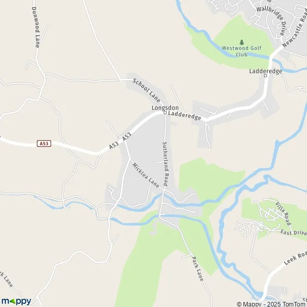 Map Longsdon: map of Longsdon, Staffordshire Moorlands ST9 9 and ...