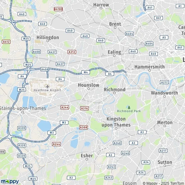 Map Hounslow: map of Hounslow (SW13 0) and practical information