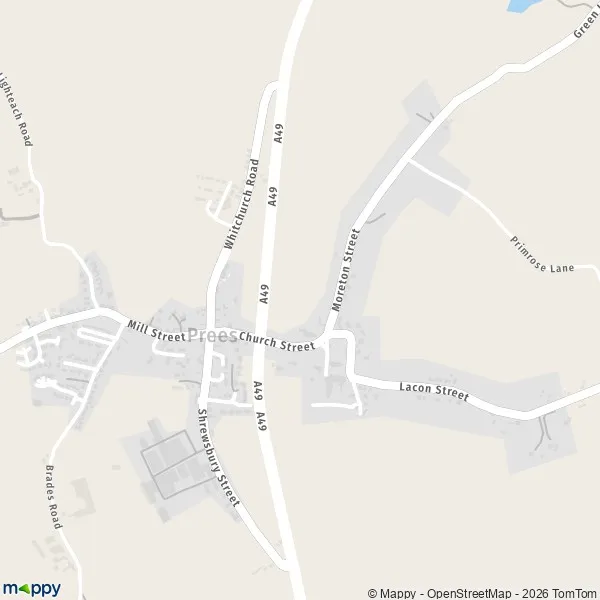 Map Prees: map of Prees, Shropshire SY13 2 and practical information