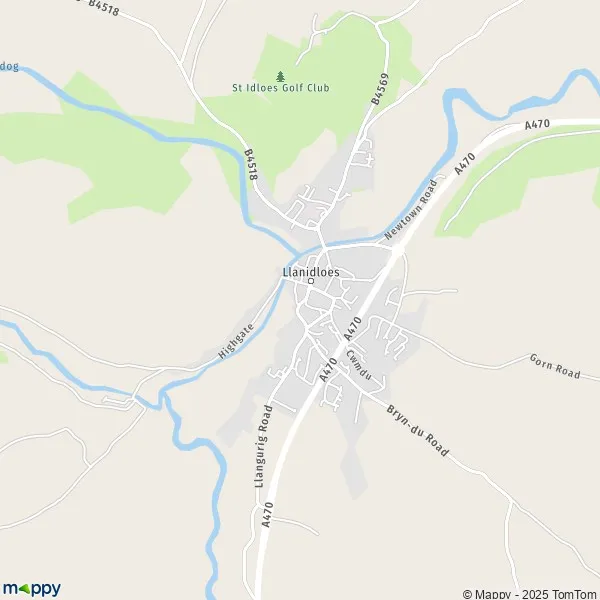Map Llanidloes: map of Llanidloes, Powys SY18 6 and practical information