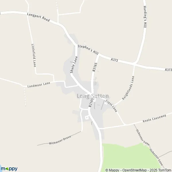 Map Long Sutton: map of Long Sutton, South Somerset TA10 9 and ...