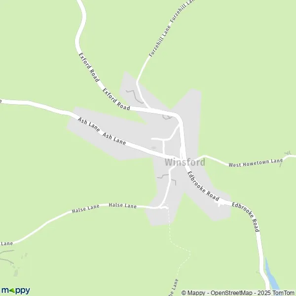 Map Winsford: map of Winsford, South Somerset TA24 7 and practical ...