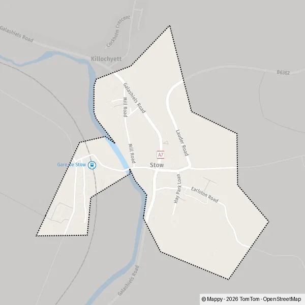 Map Stow: map of Stow, The Scottish Borders TD1 2 and practical information
