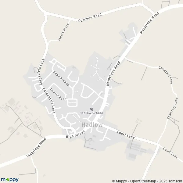 Map Hadlow: map of Hadlow, Tonbridge and Malling TN11 0 and practical ...