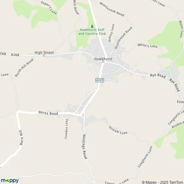 Map Hawkhurst: map of Hawkhurst, Tunbridge Wells TN18 4 and practical ...