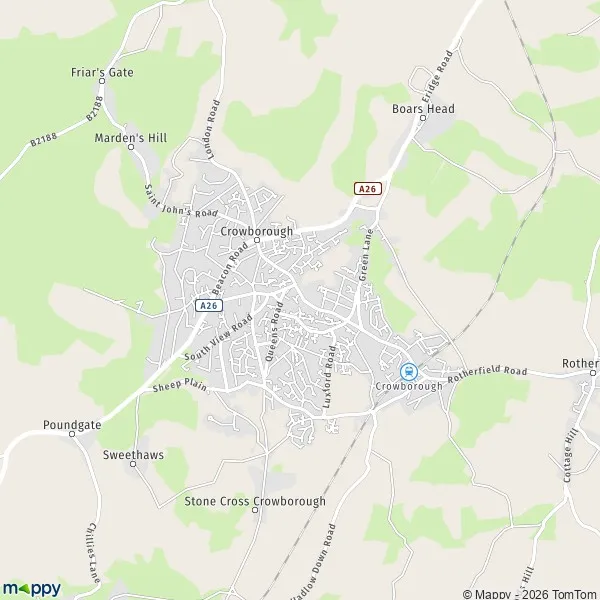 Map Crowborough: map of Crowborough, Wealden TN6 2 and practical ...