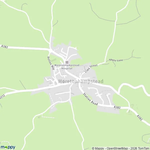 Map Moretonhampstead: map of Moretonhampstead, Teignbridge TQ13 8 and ...
