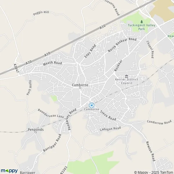 Map Camborne: map of Camborne, Cornwall TR14 8 and practical information