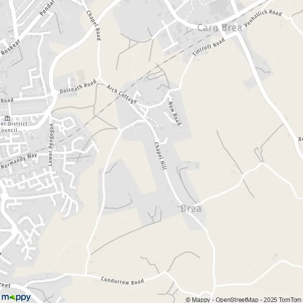 Map Brea: map of Brea, Cornwall TR14 9 and practical information