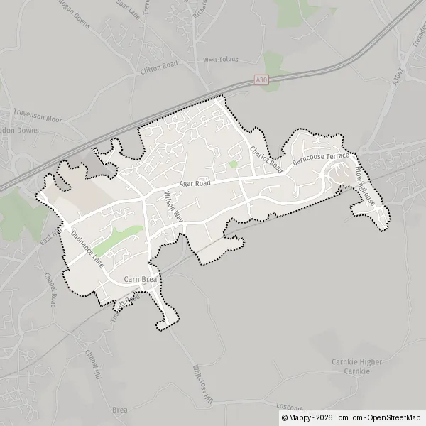 Map Carn Brea: map of Carn Brea, Cornwall TR15 3 and practical information