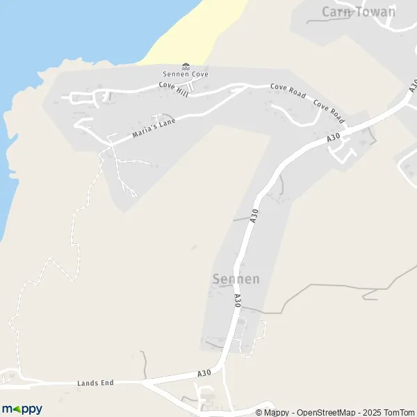 Map Sennen: map of Sennen, Cornwall TR19 7 and practical information