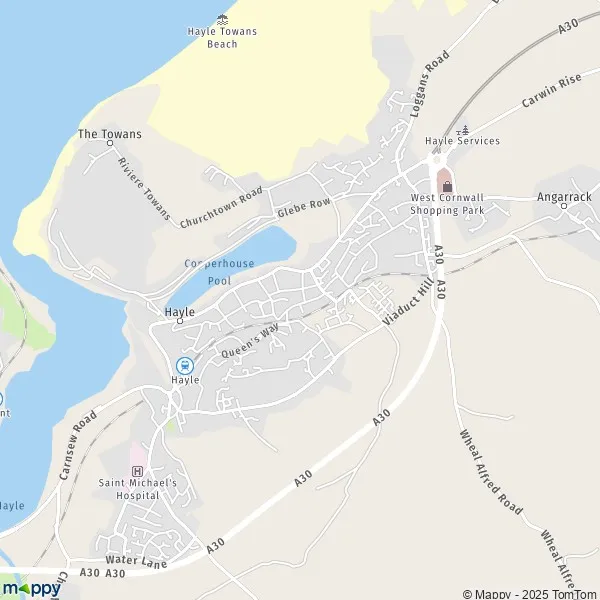 Map Hayle: map of Hayle, Cornwall TR27 4 and practical information