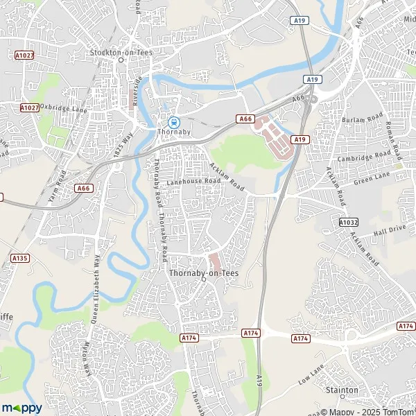 Map Thornaby on Tees: map of Thornaby on Tees, Stockton-on-Tees TS17 0 ...