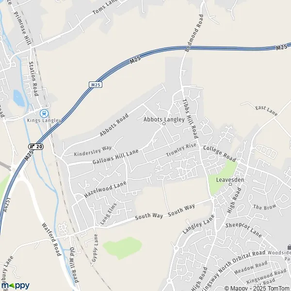 Map Abbots Langley: map of Abbots Langley, Three Rivers WD5 0 and ...