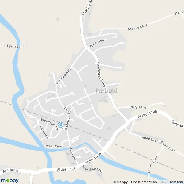 Map Parbold: map of Parbold, West Lancashire WN8 7 and practical ...