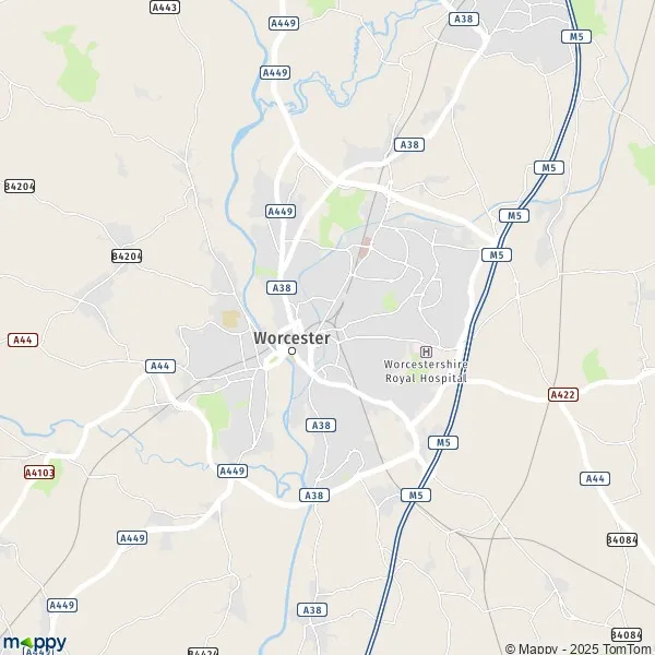 Map Worcester City: map of Worcester City (WR1 1) and practical information