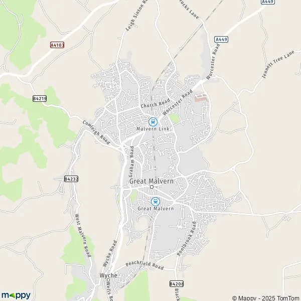Map Great Malvern: map of Great Malvern, Malvern Hills WR14 2 and ...