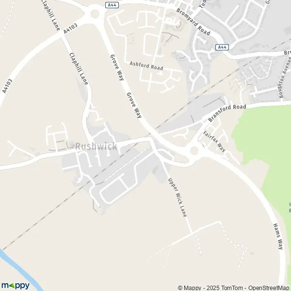 Map Rushwick: map of Rushwick, Malvern Hills WR2 5 and practical ...