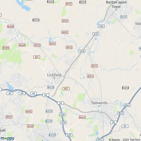 Map Lichfield: map of Lichfield (WS13 6) and practical information
