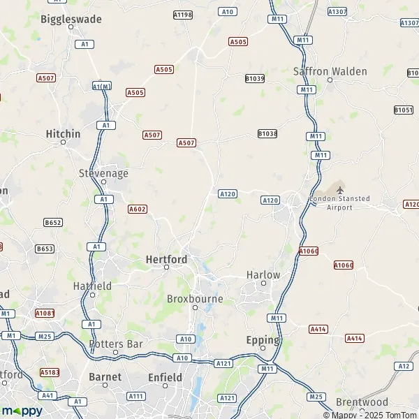 Map East Hertfordshire: map of East Hertfordshire (AL6 0) and practical ...