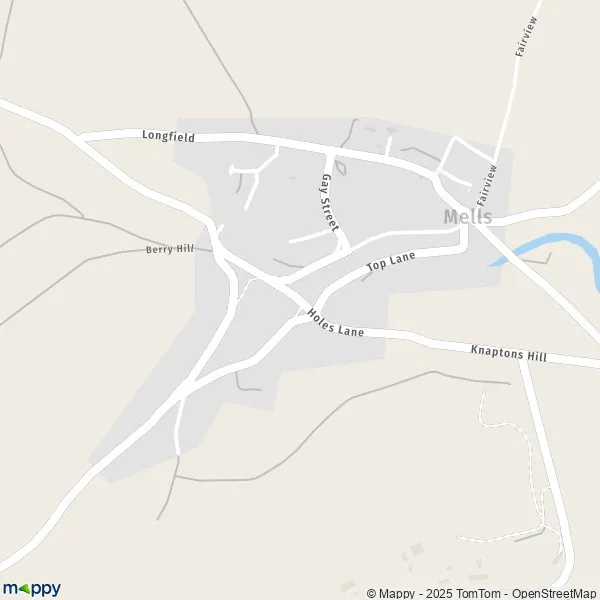 Map Mells: map of Mells (BA11 3) and practical information