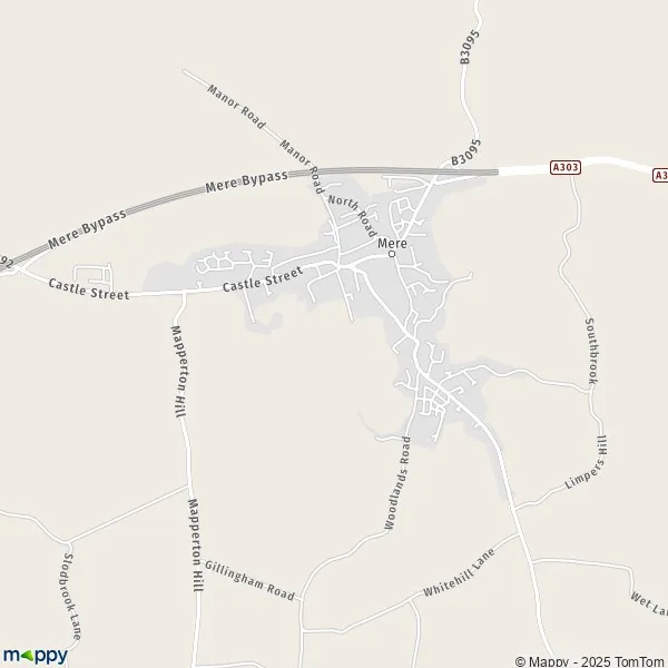 Map Mere: map of Mere (BA12 6) and practical information