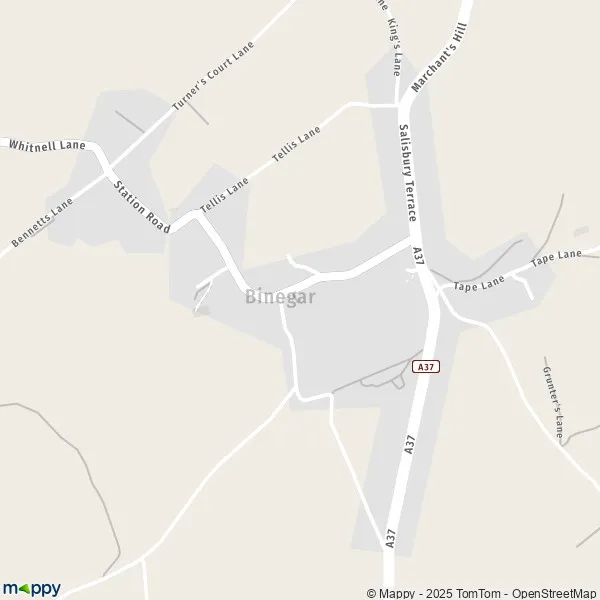 Map Binegar: map of Binegar (BA3 4) and practical information