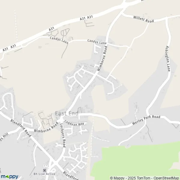 Map East End: map of East End (BH21 3) and practical information