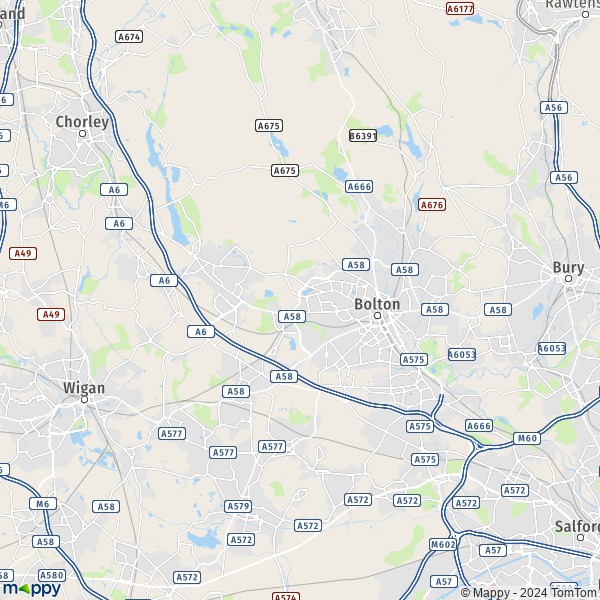 Map Bolton: map of Bolton (BL6 5) and practical information