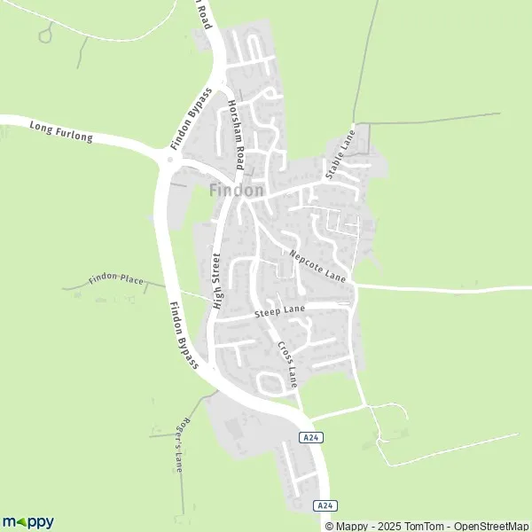 Map Findon: map of Findon (BN14 0) and practical information