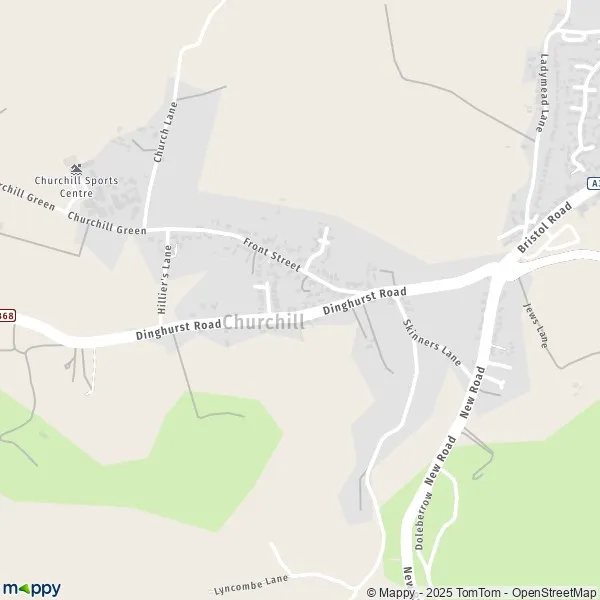 Map Churchill: map of Churchill (BS25 5) and practical information