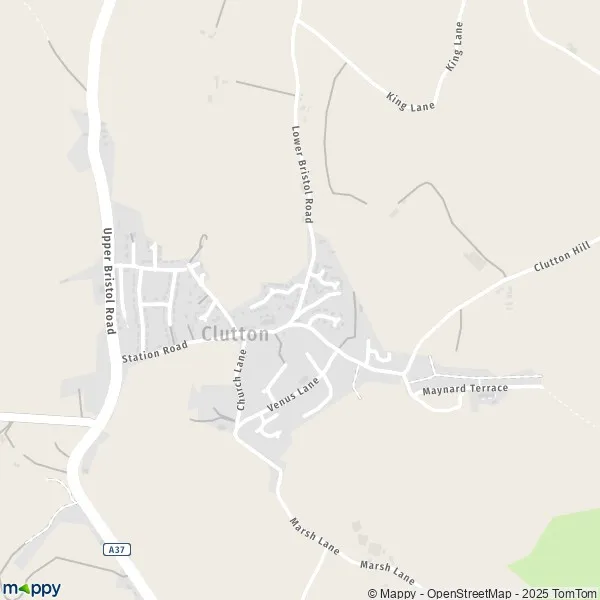 Map Clutton: map of Clutton (BS39 5) and practical information