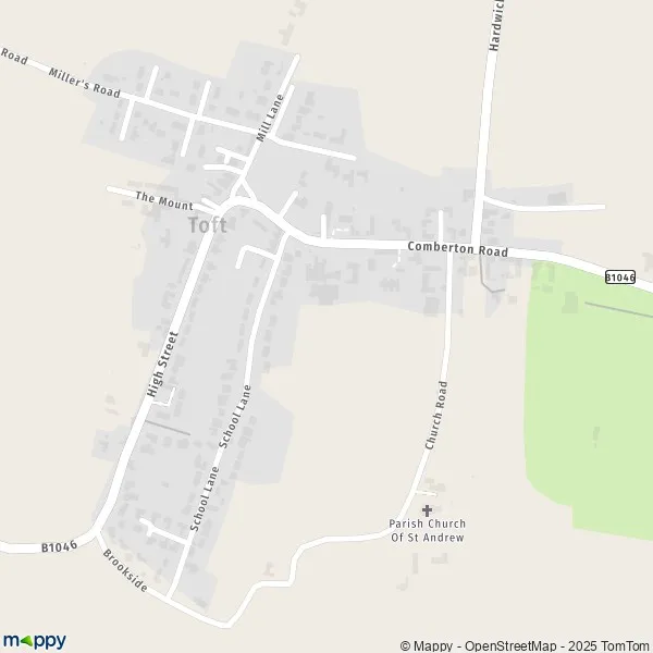 Map Toft: map of Toft (CB23 2) and practical information