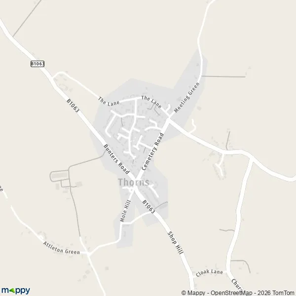 Map Thorns: map of Thorns (CB8 8) and practical information