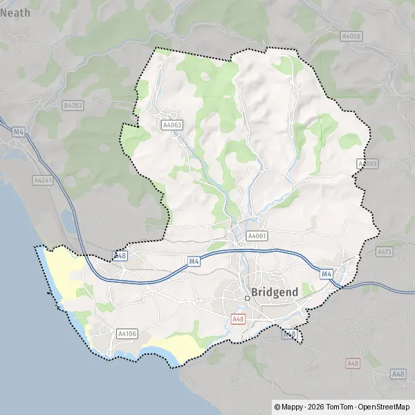 Map Bridgend: map of Bridgend (CF33 6) and practical information
