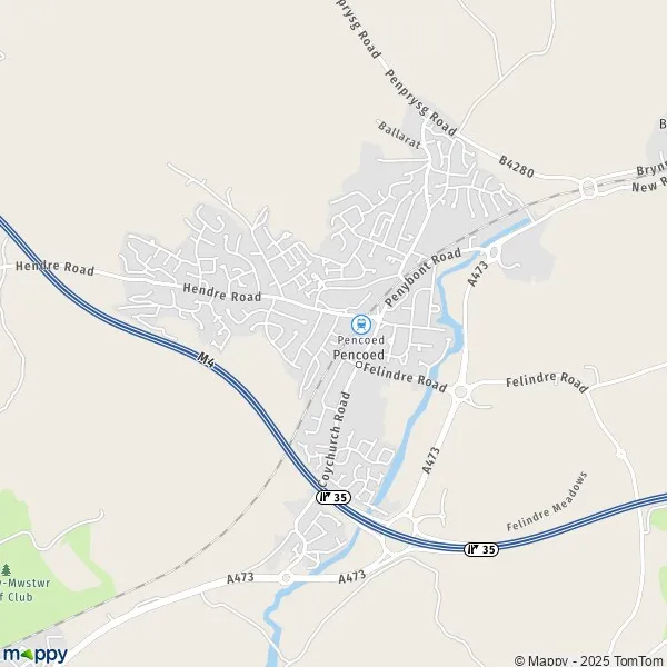 Map Pencoed: map of Pencoed (CF35 5) and practical information